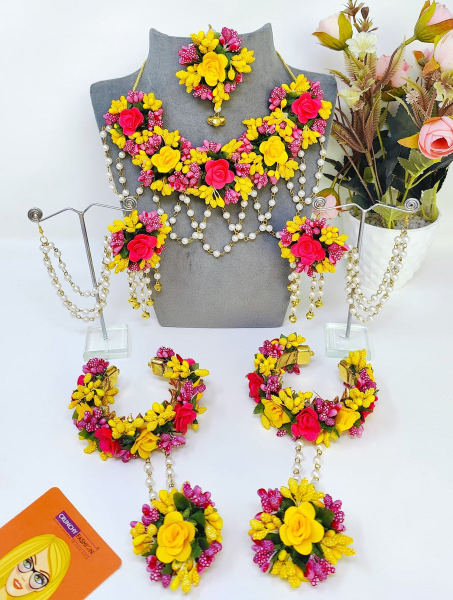 Handmade Multicolor Bridal Haldi Mehndi Jewellery Sets for Women | wedding