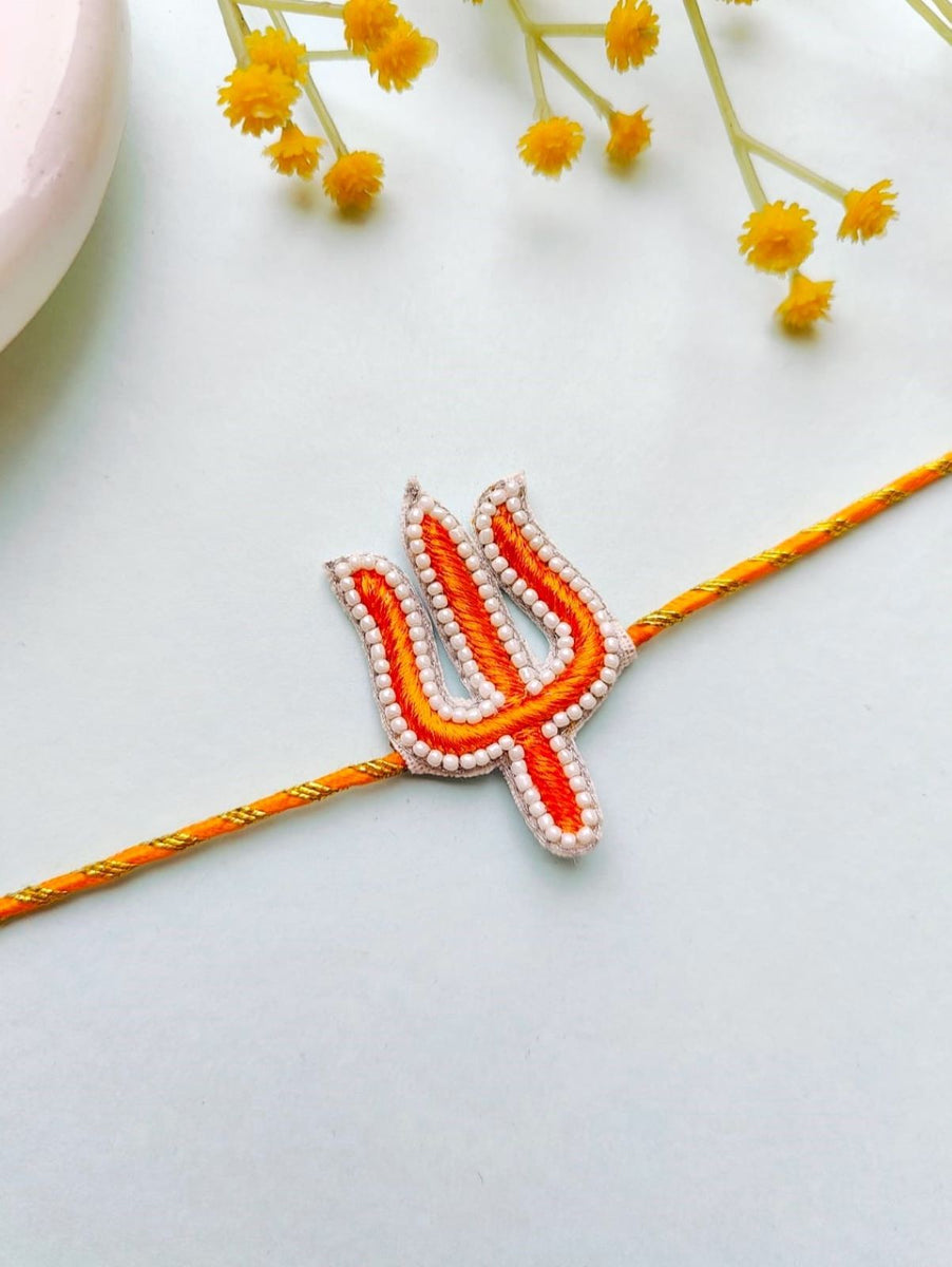 Handmade Shiva Trishul Rakhi for Brother, bhai - Send Rakhi 2024 online