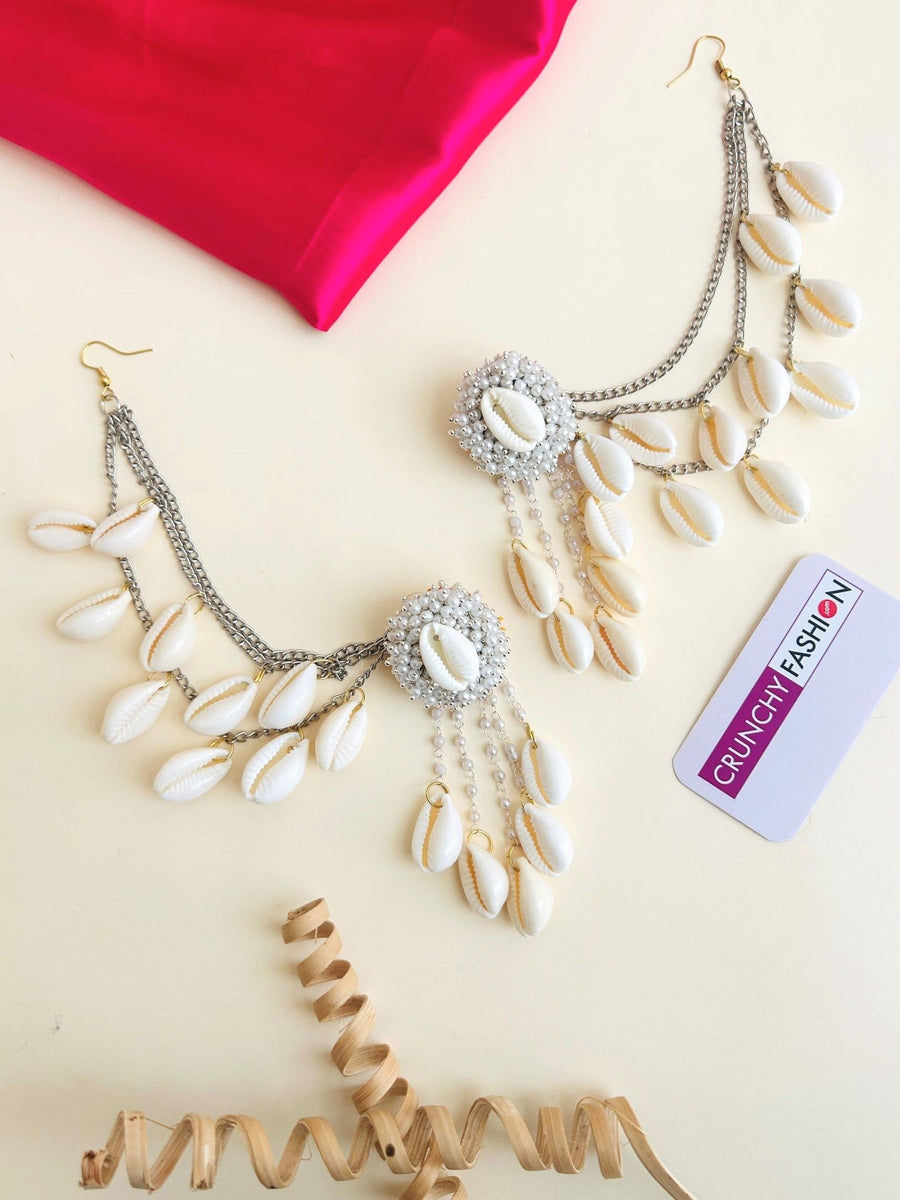 Handmade Pearl & KOdi Shell Floral Jewellery Set for Haldi-Mehndi