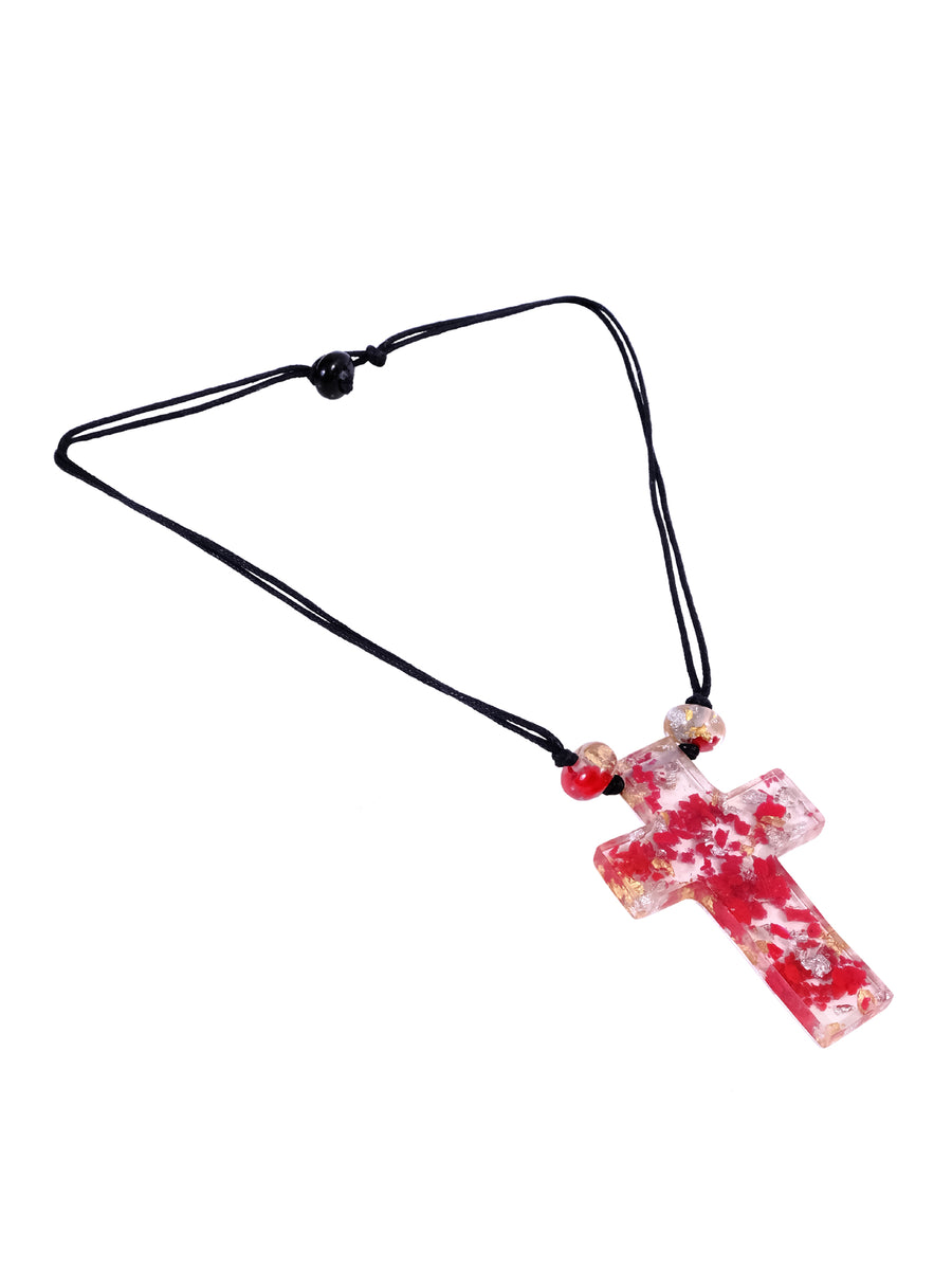 Christian Necklace for Women: Elegant White Red Cross Pendant