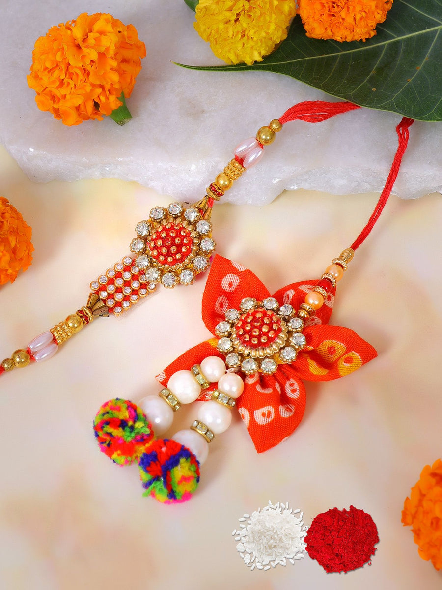 Multi-Color Couple Rakhi Sets for Bhaiya & Bhabhi