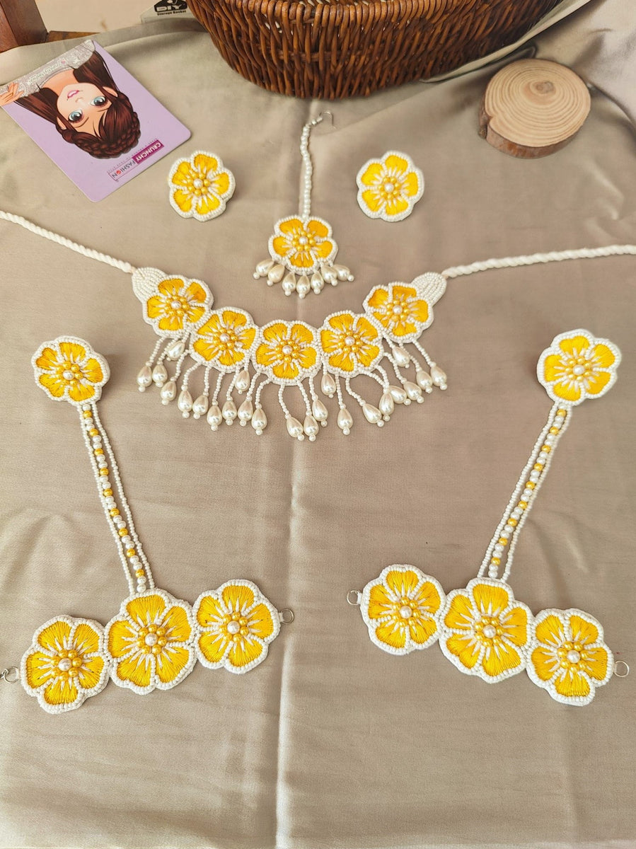 Yellow Blossom Handmade Haldi Jewellery Set