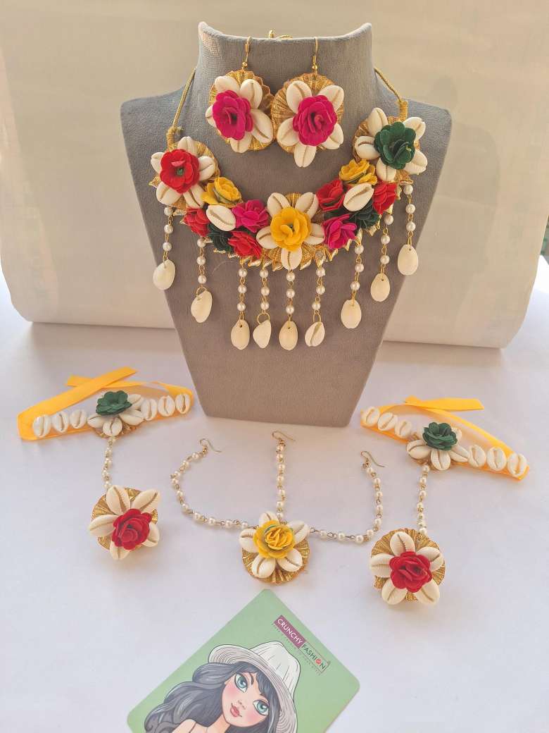 Multicolor Flower Haldi Jewellery Set for Bride | Buy Online