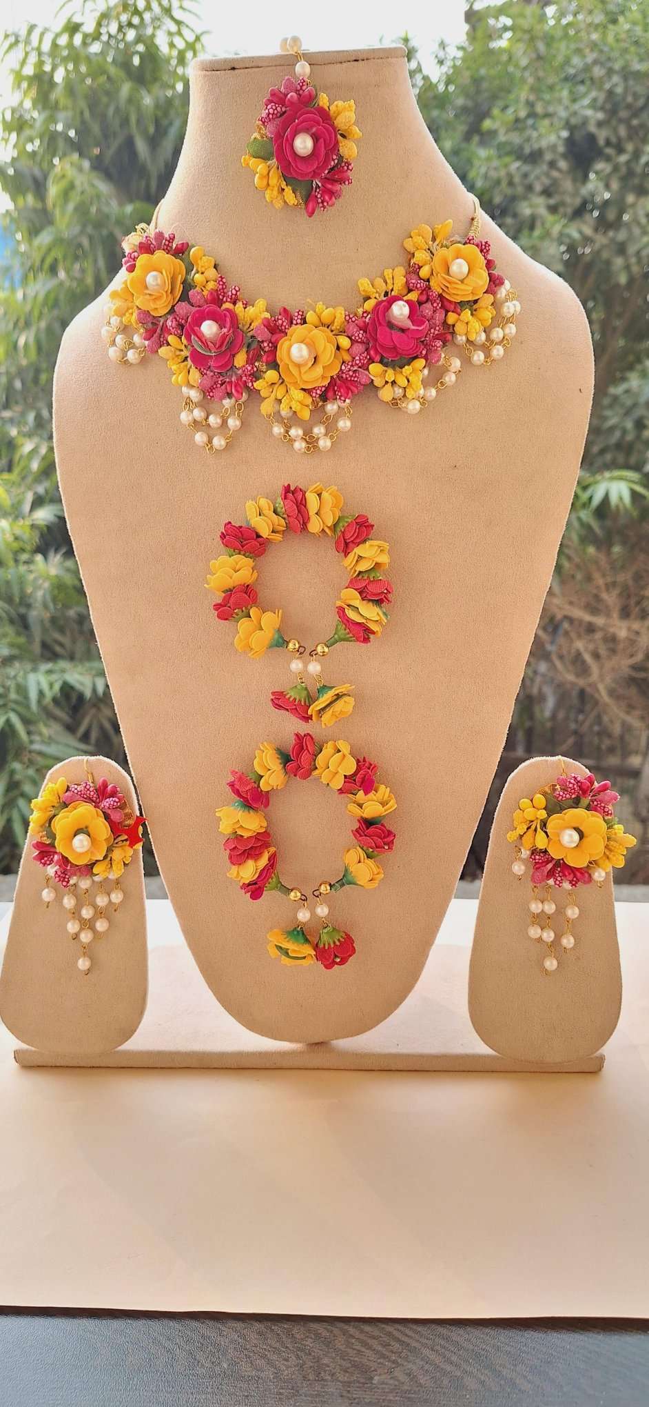 Floral Haldi Mehndi Jewellery Set For Bridal Women & Girls