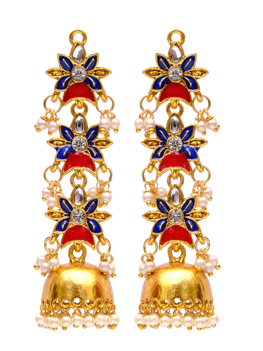 Long Gold Plated Jhumka Earrings for Women | Traditional Indian Jewelry