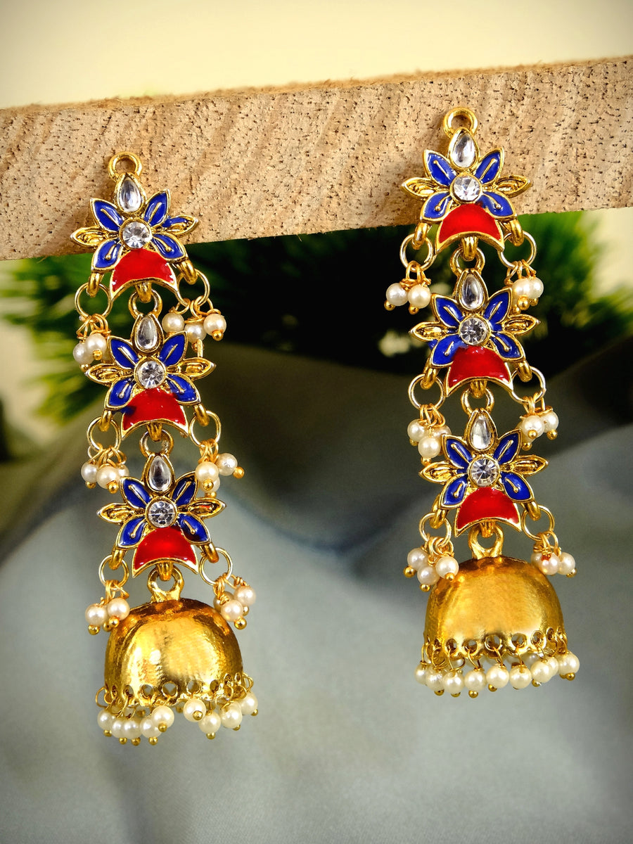 Long Gold Plated Jhumka Earrings for Women | Traditional Indian Jewelry